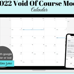 Void of Course Moon Calendar 2022, Astrology Google Calendar, Digital ...