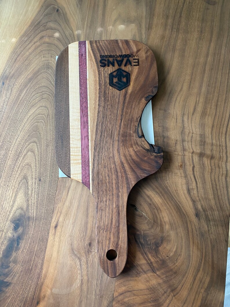 Handmade Hardwood Cutting/serving Board Walnut Curly Maple Purpleheart ...