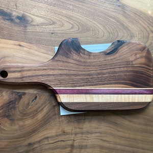 Handmade Hardwood Cutting/serving Board Walnut Curly Maple Purpleheart ...