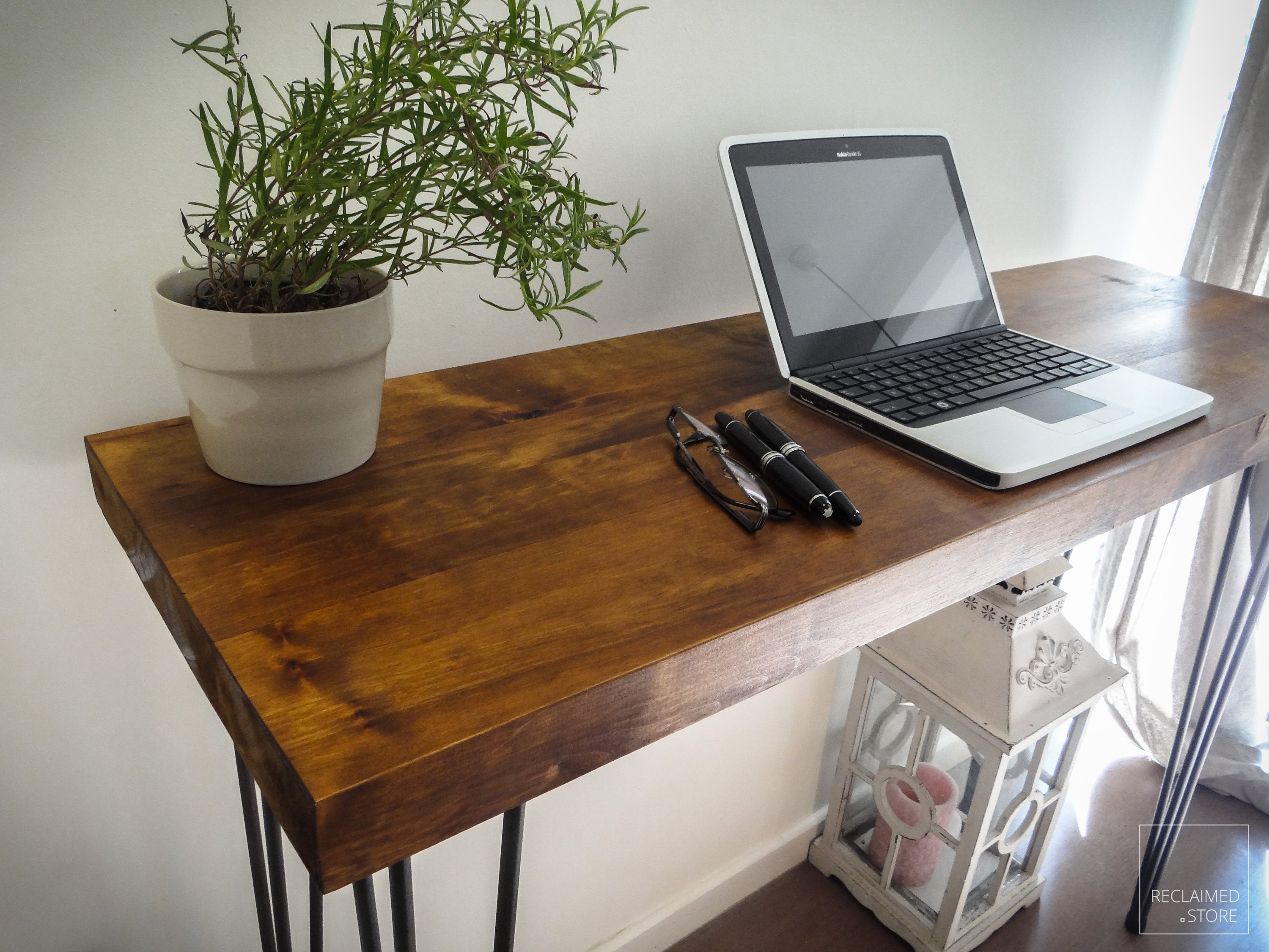 Industrial Mini Desk made of Reclaimed Wood with Hairpin Legs | Etsy