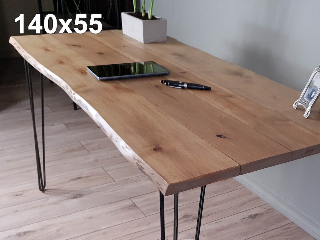 Old Alder Wood Desk, Living Edge, Reclaimed Wood & Hairpin Metal Legs ...