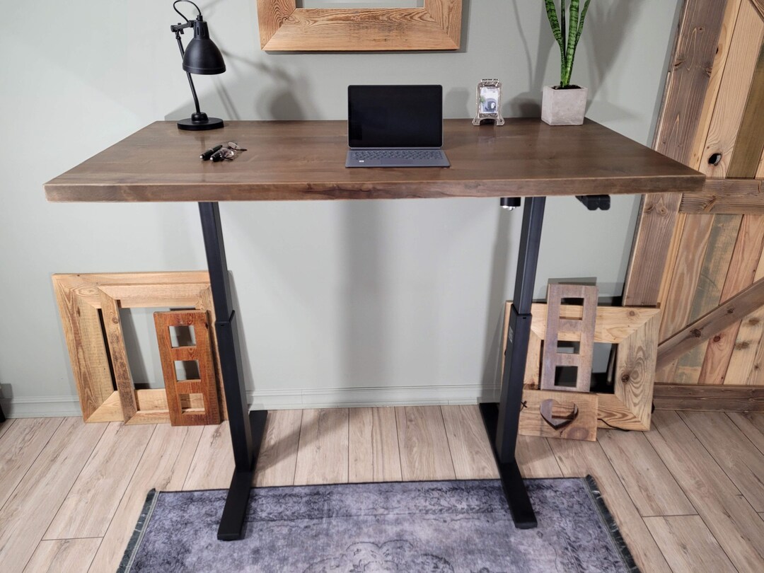 Electric Adjustable Wooden Standing Desk Old Alder Tabletop - Etsy