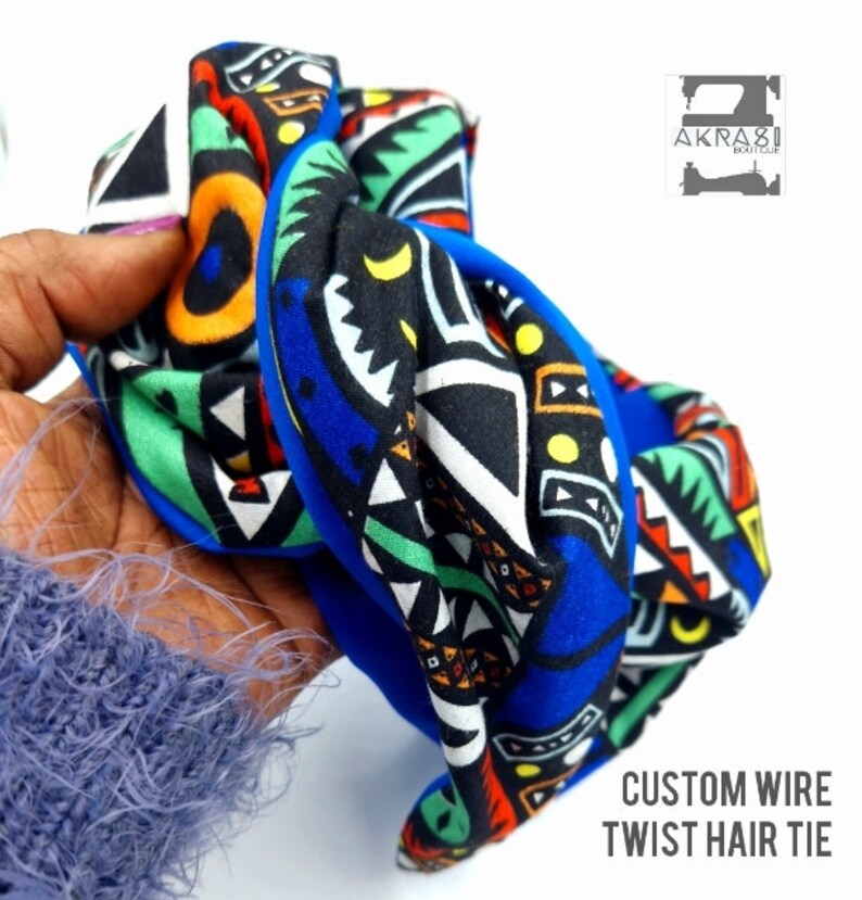 Contemporary Kente Print Wire Twist Hair Tie | Hair Wrap | African ...