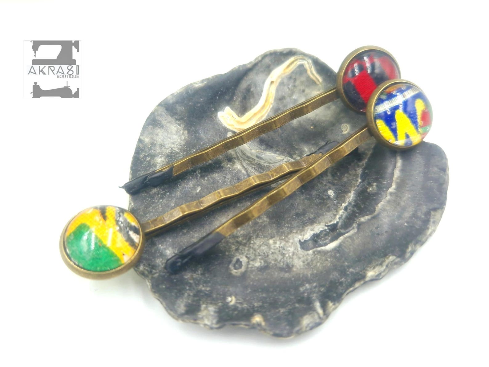 Funky Ankara Hair Pin Set | African Bobby Pin | Ankara Hair Slide - Etsy
