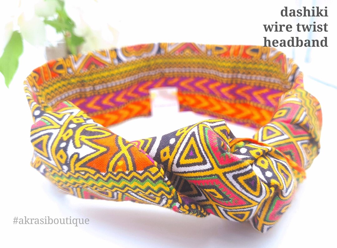 Dashiki Print Wire Twist Hair Tie | Hair Wrap | Headband | African ...