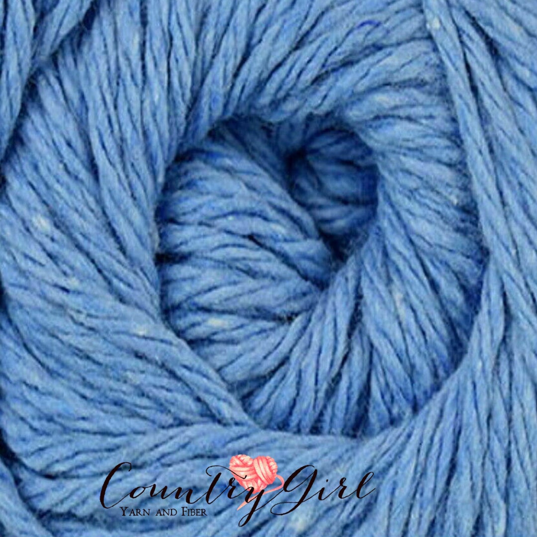 Clean Cotton Yarn BLUEBELL Blue 100% Recycled Fiber Worsted 75gr 131yd ...
