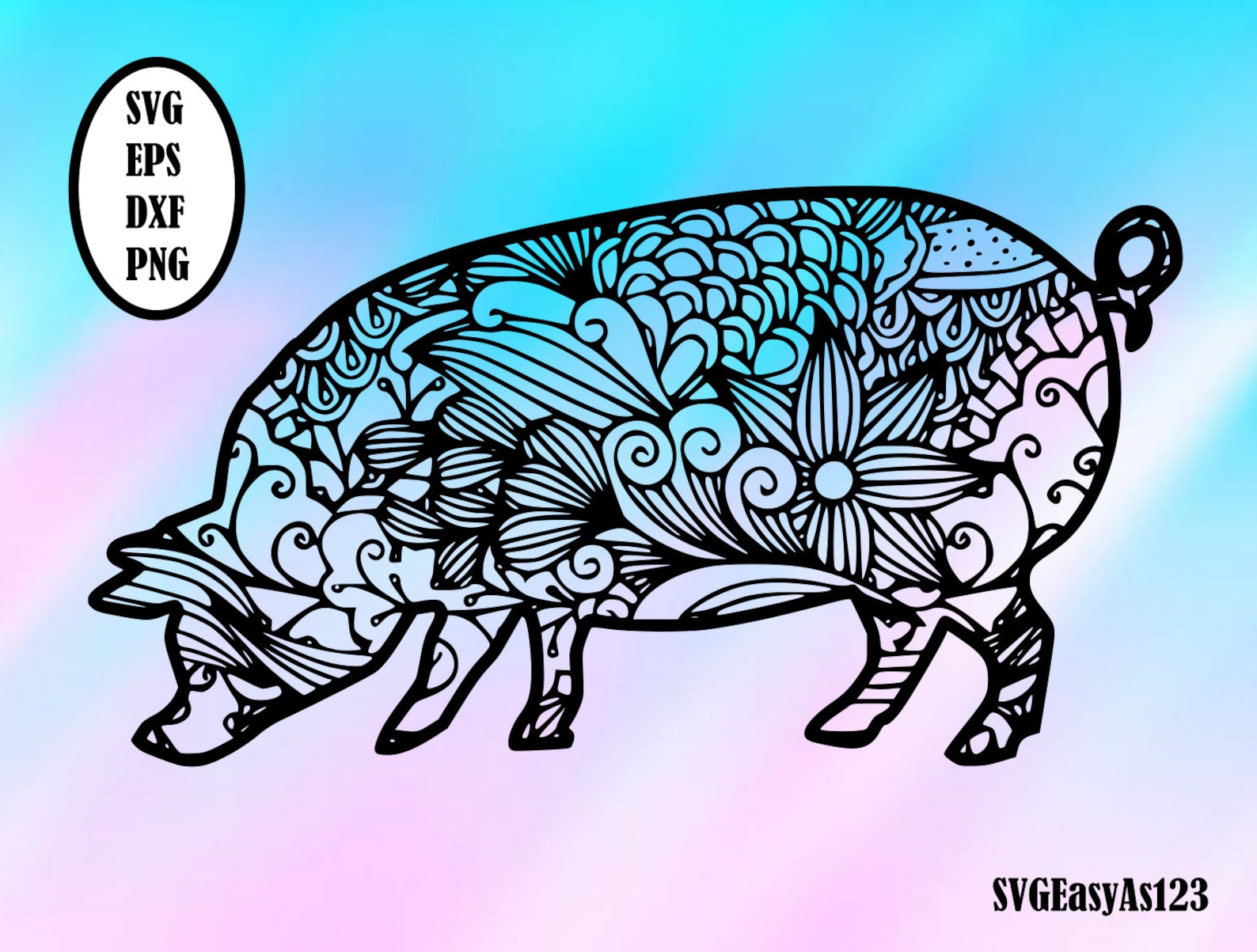 Pig svg Pig Mandala Svg Pig Zentangle SVG Mandala svg | Etsy