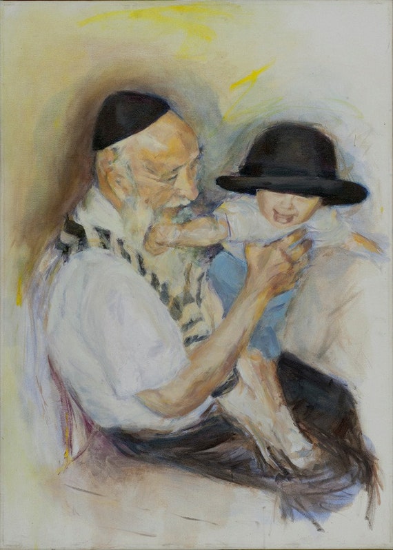 Oil on Canvas grandpa . Jewish Fine Art | Etsy