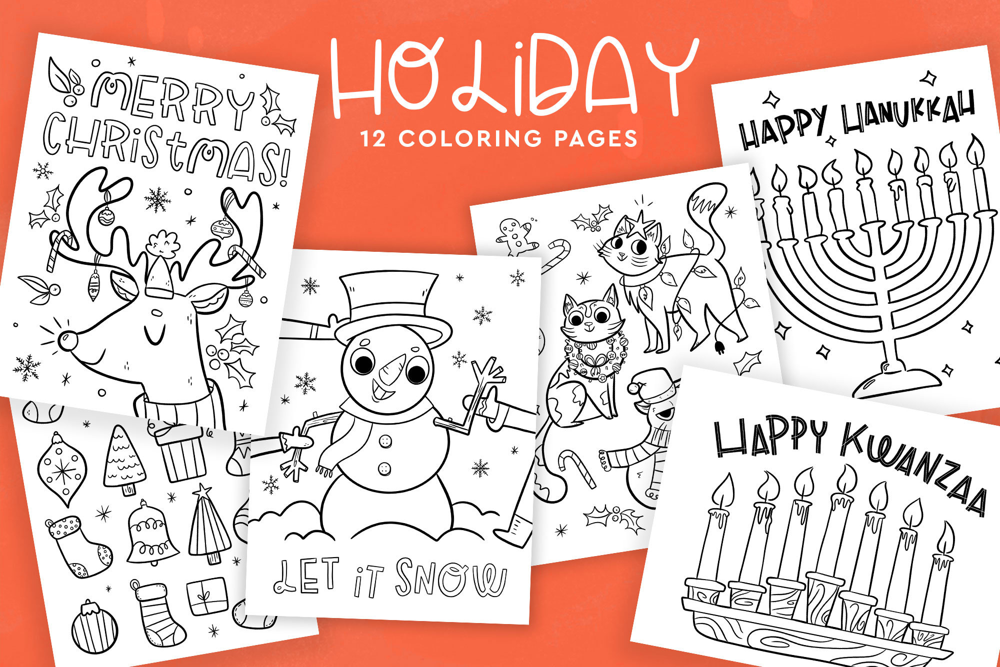 Holiday Coloring Pages Coloring for Kids Printable | Etsy