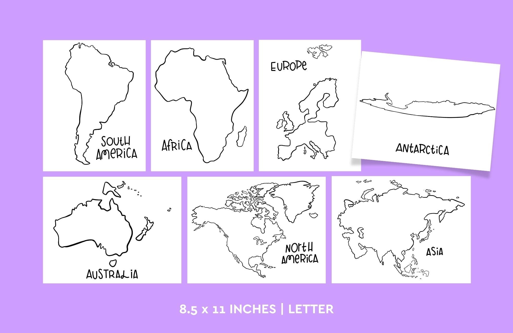 Continents Coloring Pages Coloring for Kids Printable - Etsy