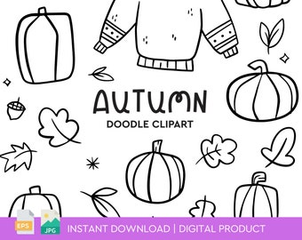 Cozy Fall Doodle Clip Art, Autumn PNG Digital Graphic, Pencil Sketch ...