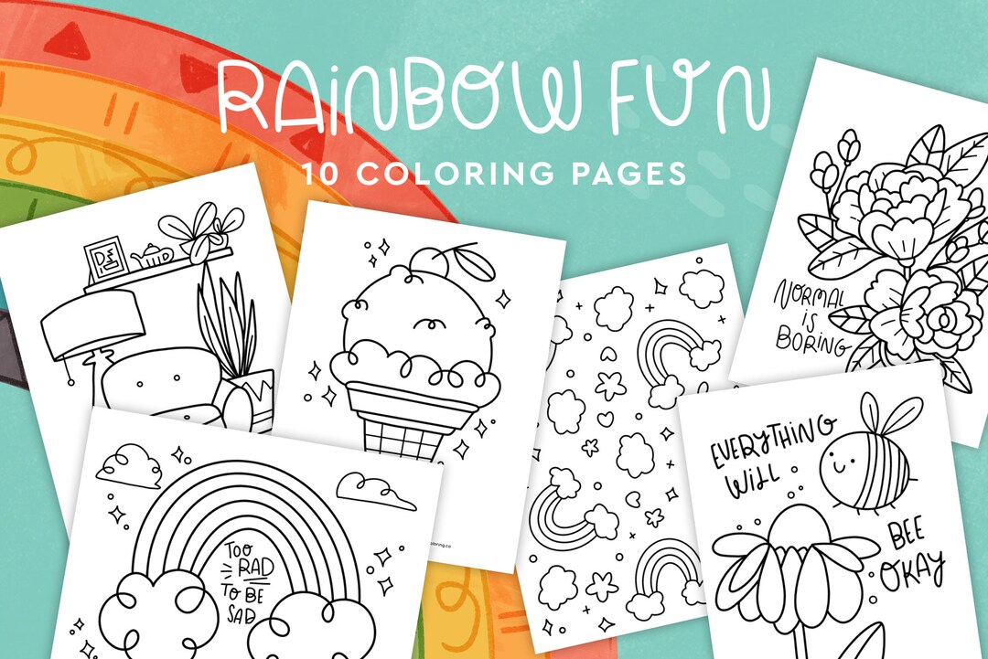 Rainbow Fun Coloring Pages, Coloring for Kids, Printable - Etsy