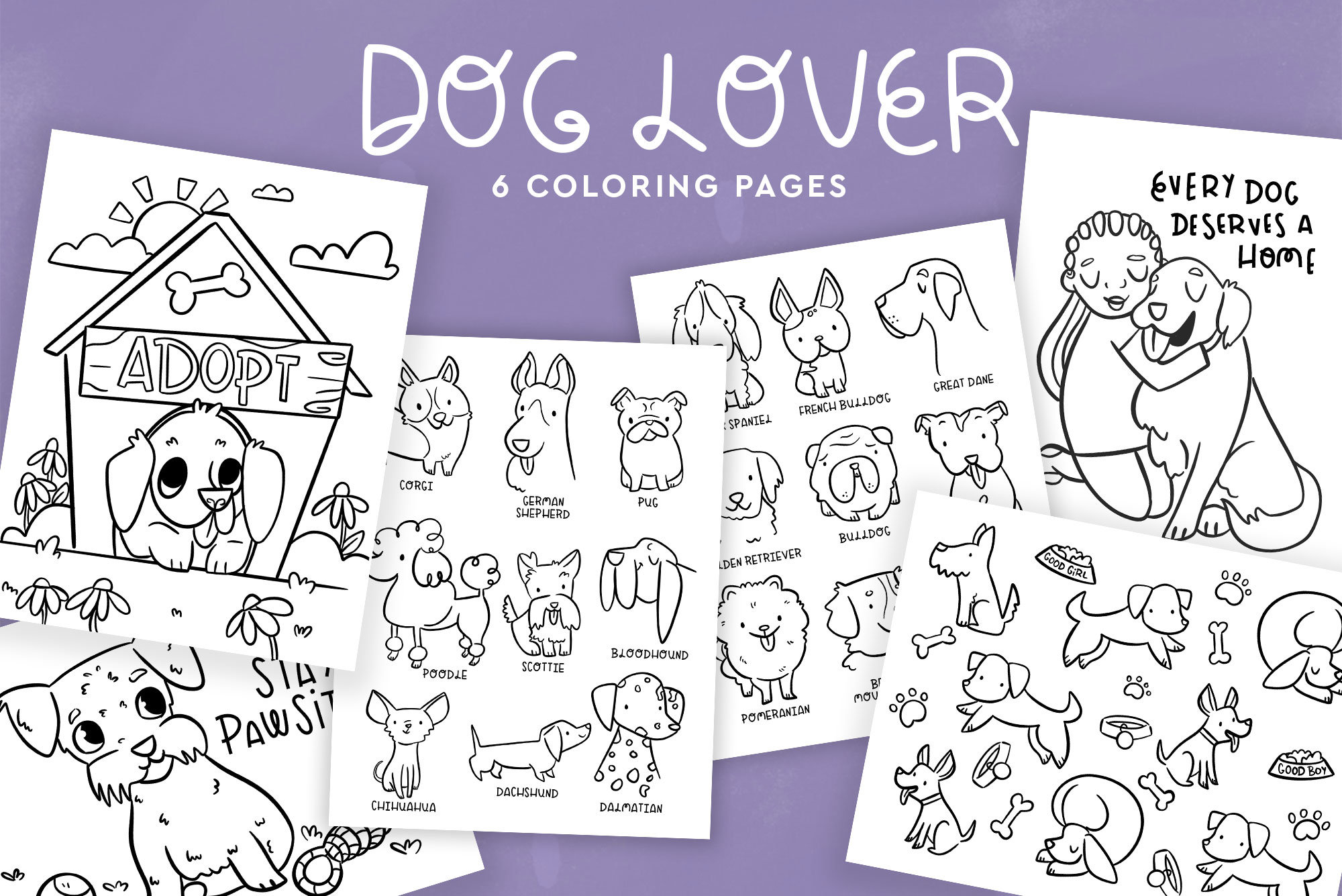 Dog Lover Coloring Pages Coloring for Kids - Etsy