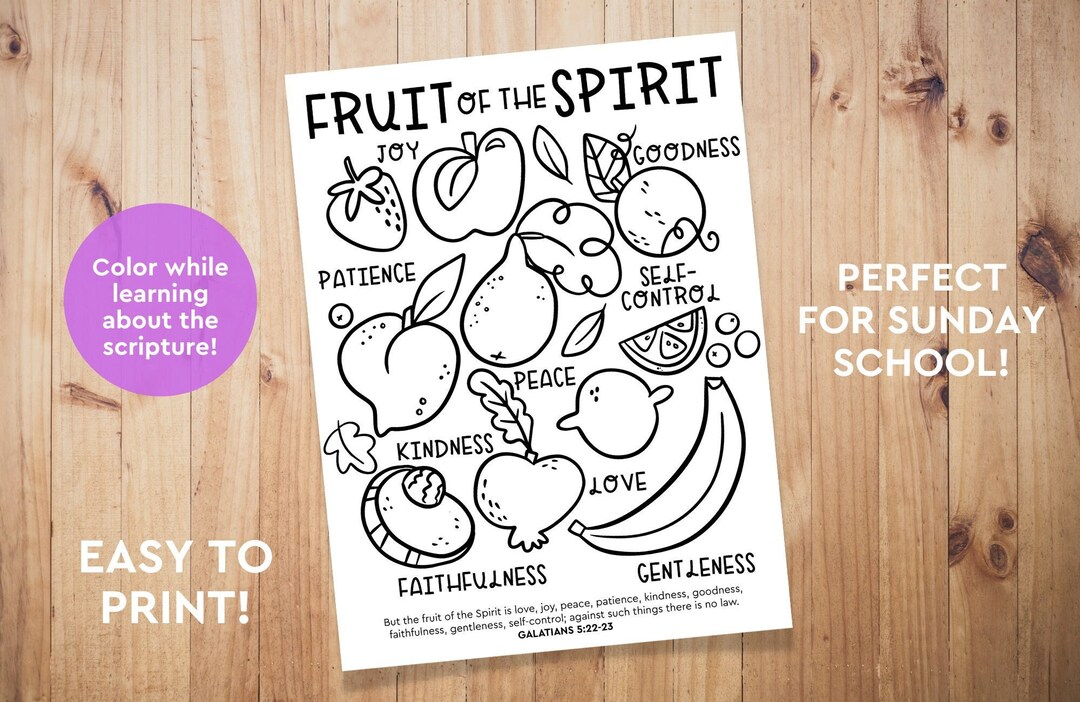 Fruit of the Spirit Printable, Bible for Kids, Sunday School - Etsy