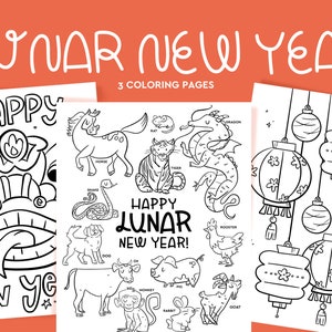 Lunar New Year Coloring Pages Coloring for Kids Printable - Etsy