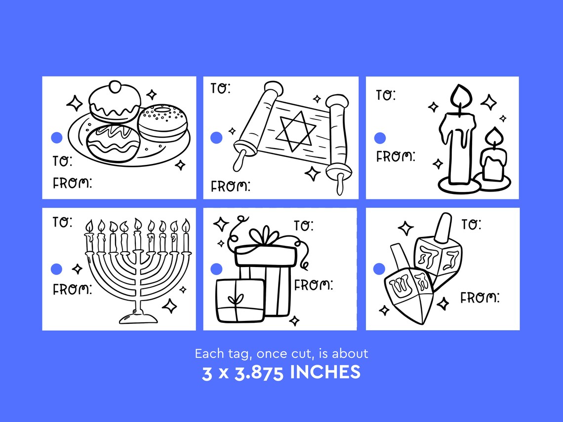 Hanukkah Coloring Gift Tags, Coloring for Kids, Instant Download - Etsy
