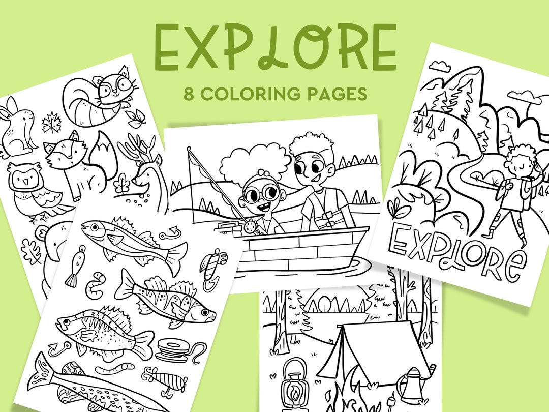 Explore Camping Summer Coloring Pages, Coloring for Kids, Printable - Etsy