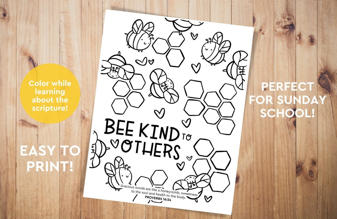 Bee Kind Proverbs Printable, Bible for Kids, Sunday School - Etsy