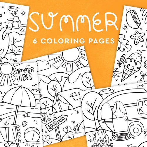 Summer Coloring Pages 26 Printable Summer Holiday Coloring | Etsy
