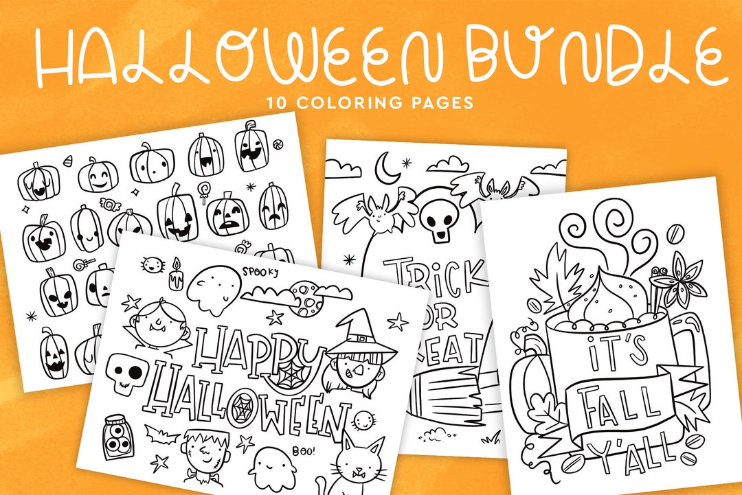 Halloween Bundle Coloring Pages, Coloring for Kids, Printable - Etsy
