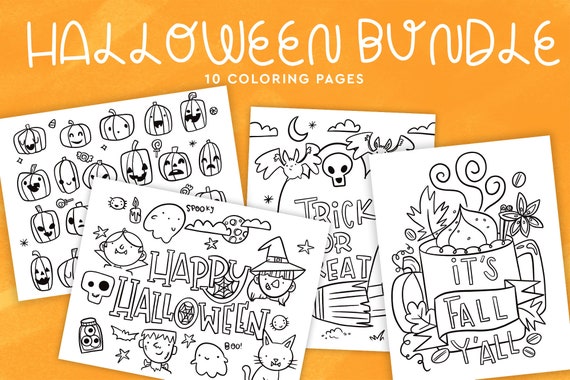 Halloween Bundle Coloring Pages Coloring for Kids Printable | Etsy