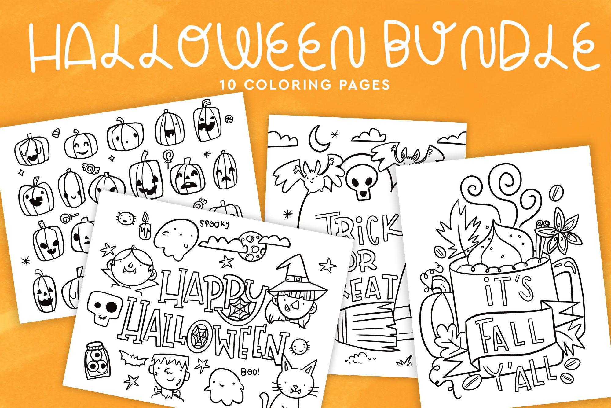 Halloween Bundle Coloring Pages Coloring for Kids Printable | Etsy