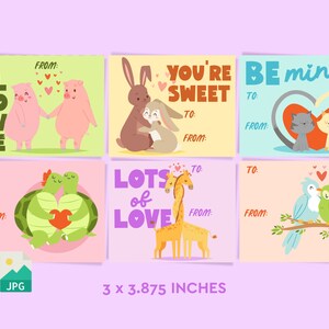 Animal Valentines Cards Printables, Classroom Cards, Valentine's Day - Etsy