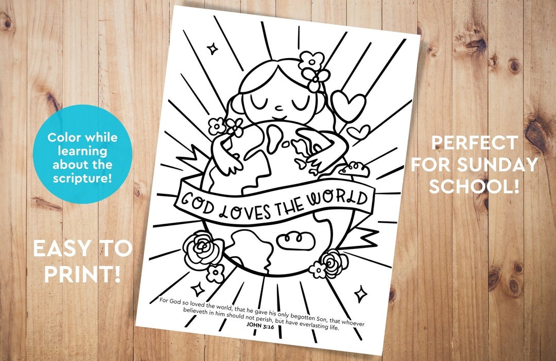 God Loves the World Printable, Bible for Kids, Sunday School - Etsy