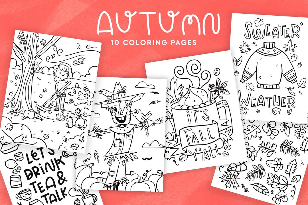 Autumn Coloring Pages, Coloring for Kids, Printable - Etsy