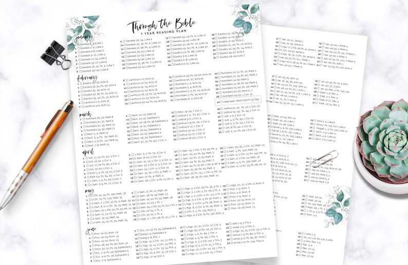Bible One Year Reading Plan Watercolor 8.5x11 Printable - Etsy