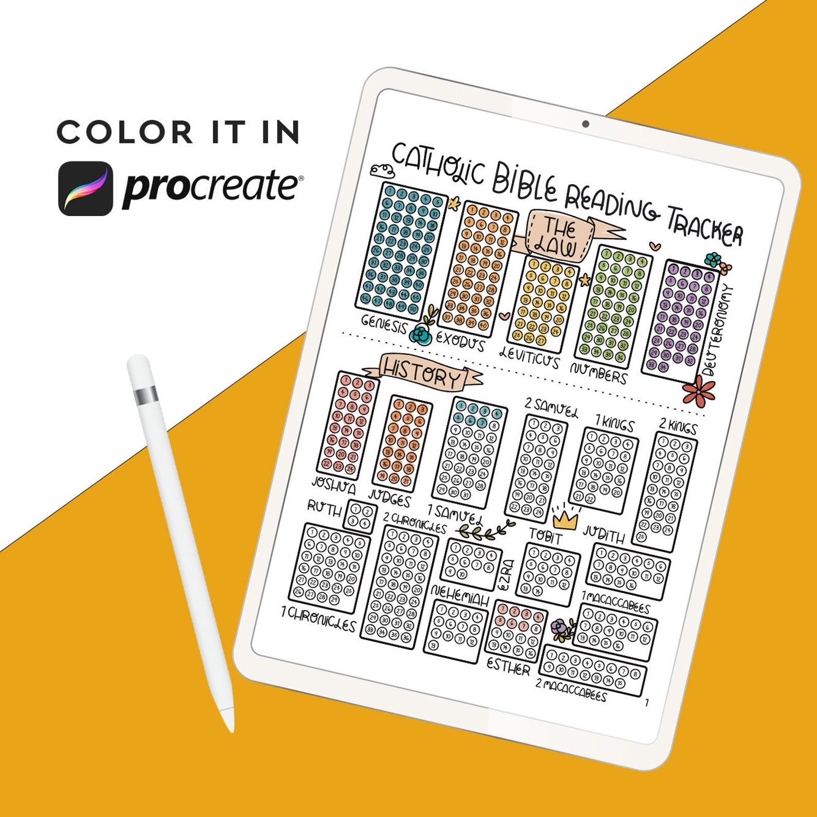 Catholic Bible Reading Tracker Coloring Page Color as You Go | Etsy