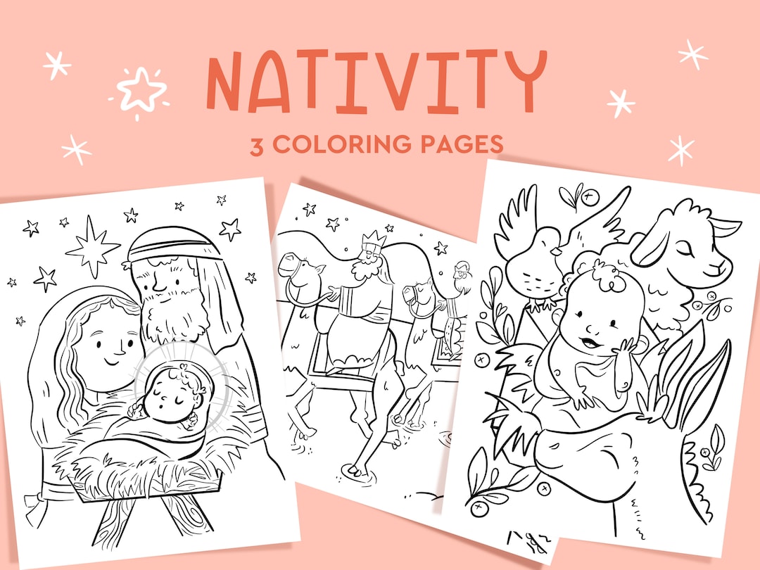 Nativity Christmas Coloring Pages, Coloring for Kids, Printable Holiday ...