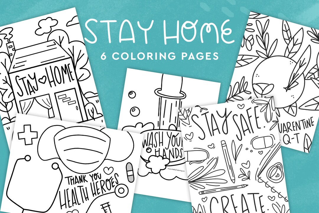 Stay Home, Wash Hands Coloring Pages, Coloring for Kids, Printable - Etsy