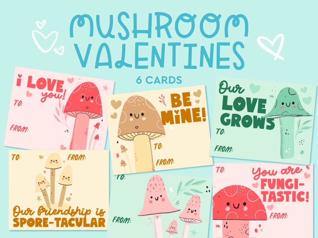 Mushroom Valentines Cards Printables, Classroom Cards, Valentine's Day ...