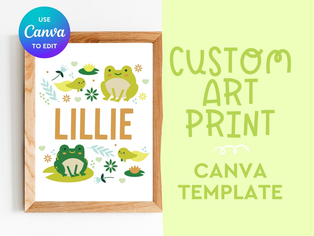 Custom Frogs Art Print Canva Template, Kids Room Print, Canva Template ...