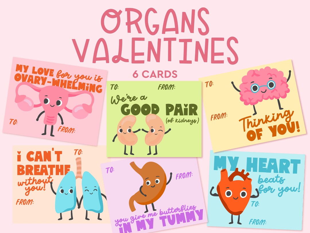 Organs Anatomy Valentines Cards Printables, Classroom Cards, Valentine ...