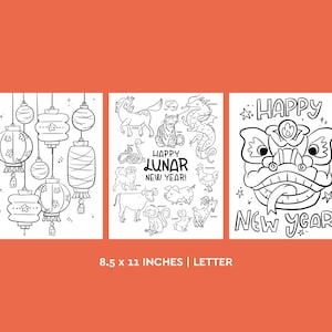 Lunar New Year Coloring Pages, Coloring for Kids, Printable Holiday - Etsy