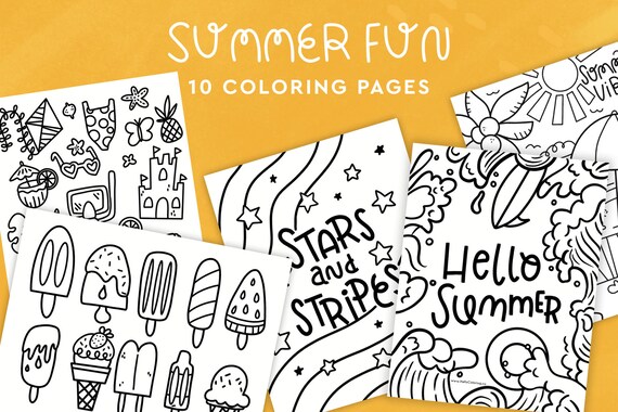 Summer Fun Coloring Pages Coloring for Kids Printable - Etsy