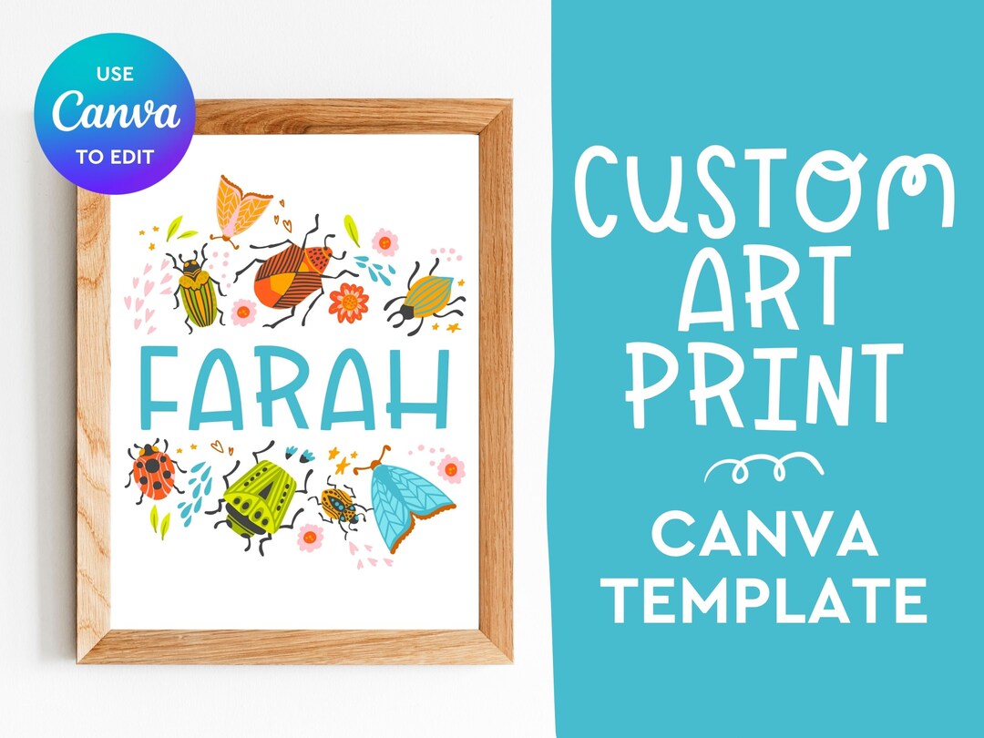 Custom Bugs Art Print Canva Template, Kids Room Print, Canva Template ...