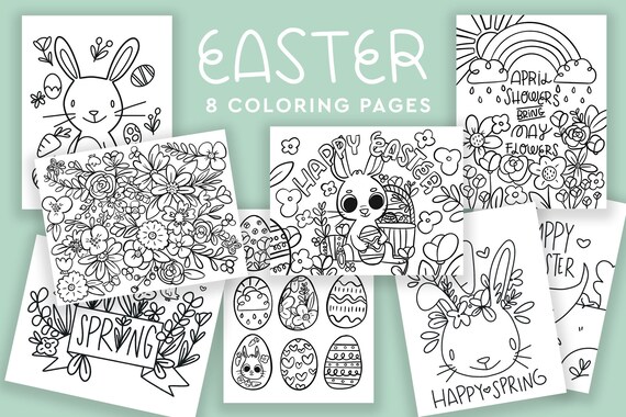 Easter Spring Coloring Pages Coloring for Kids Printable | Etsy