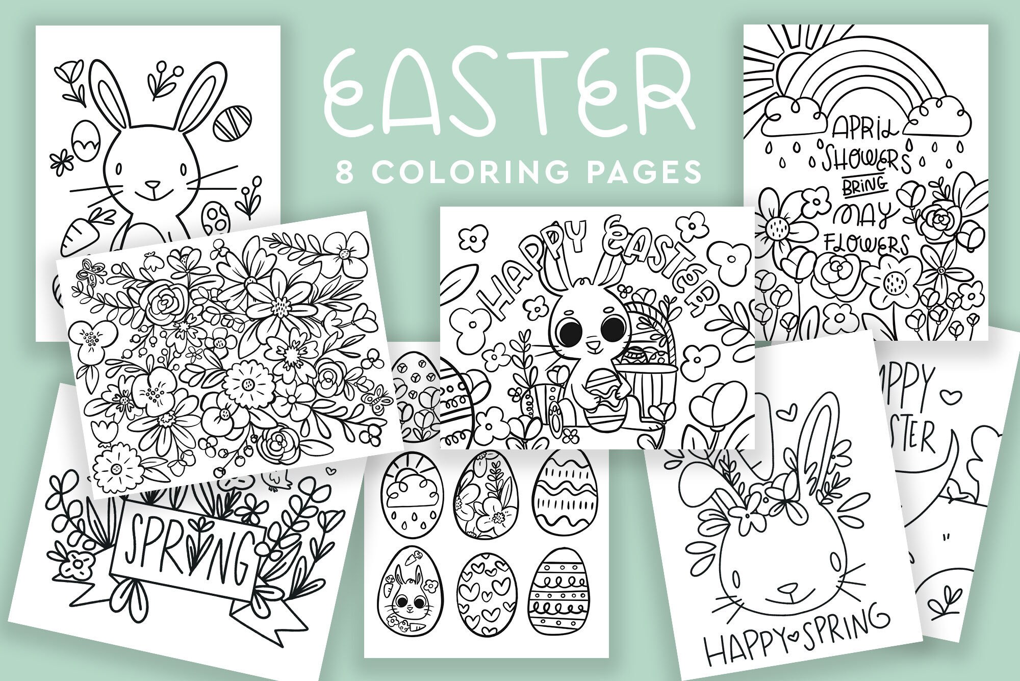 Easter Spring Coloring Pages Coloring for Kids Printable | Etsy