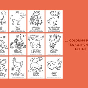 Zodiac Animals Coloring Pages, New Year, Coloring for Kids - Etsy