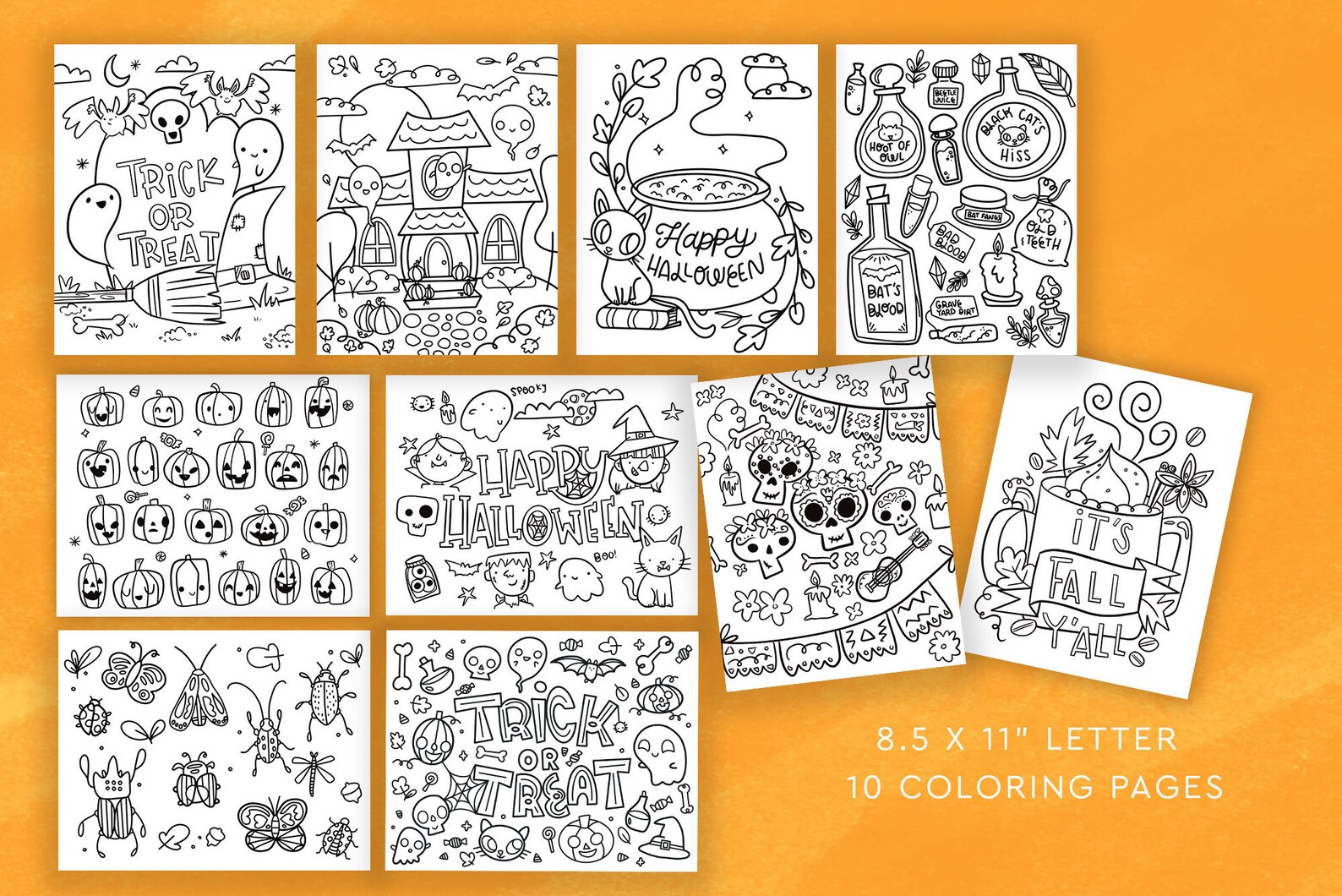 Halloween Bundle Coloring Pages Coloring for Kids Printable | Etsy