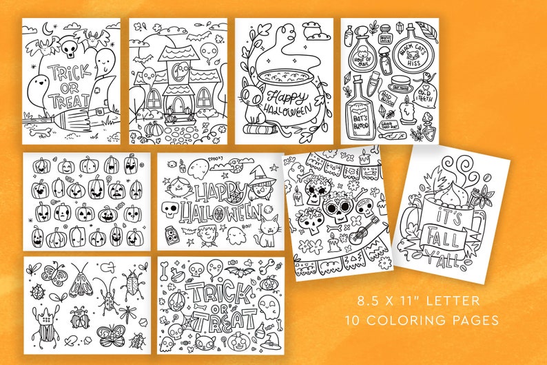 Halloween Bundle Coloring Pages Coloring for Kids Printable | Etsy