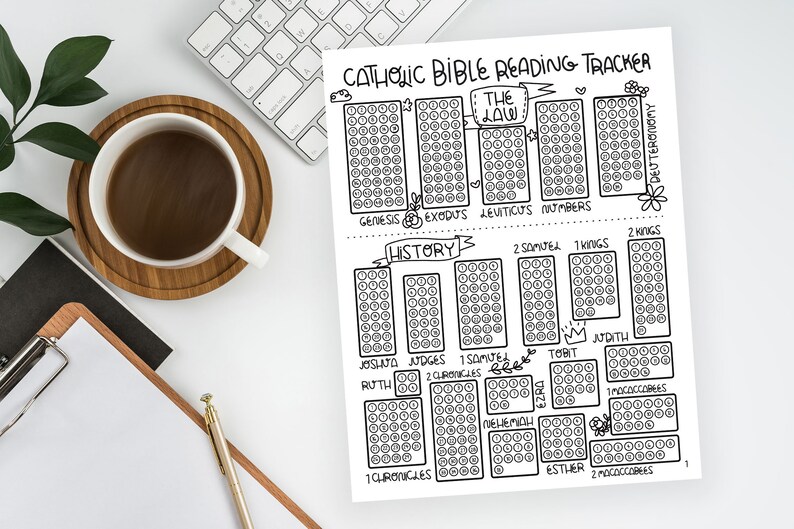 Catholic Bible Reading Tracker Coloring Page (printable PDF) - Etsy