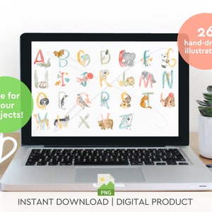 Alphabet Watercolor Animal Clipart Pack, Instant Download - Etsy