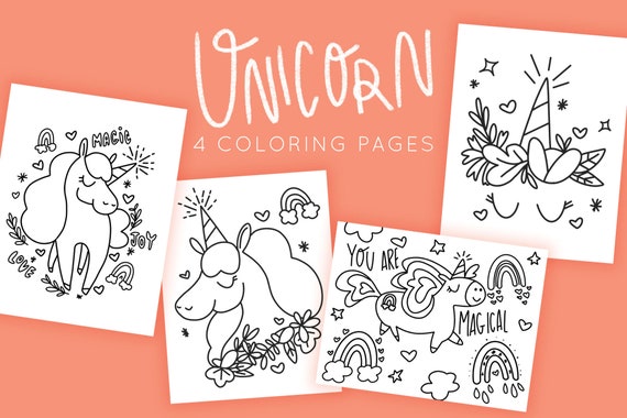 Unicorn Magic Coloring Pages Coloring for Kids Printable | Etsy