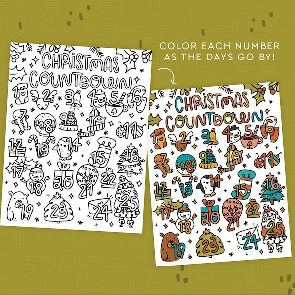 Advent Calendar Coloring Page - Etsy