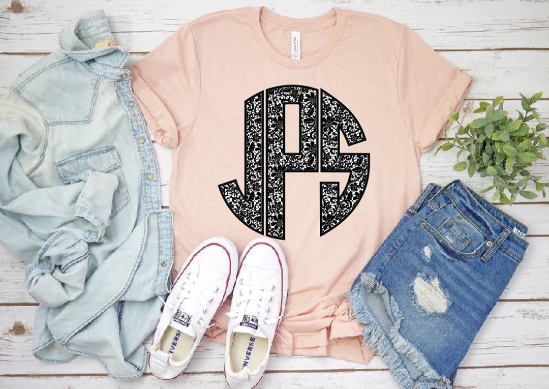 Lace Monogram Circle Monogram HTV Transfer or Sublimation - Etsy