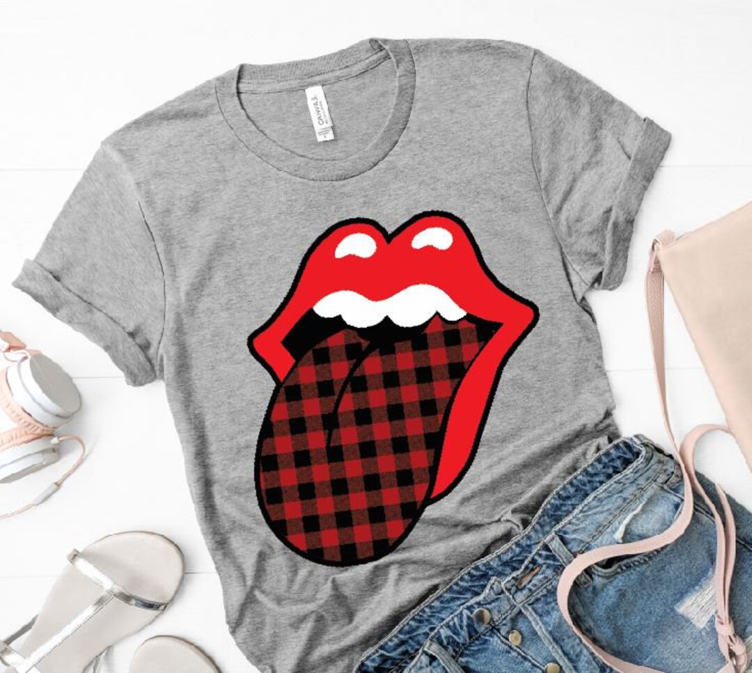 Red Buffalo Plaid Lips Mouth Tongue HTV Transfer or - Etsy